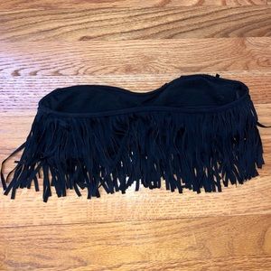 Forever 21 | Swim | Black Bandeau Fringed Bathing Suit Top | Poshmark